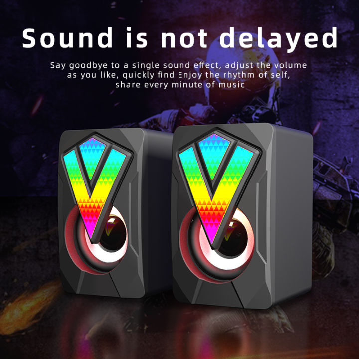 Computer Speakers,Wired USB-Powered RGB PC Speakers With 3W*2 Stereo ...
