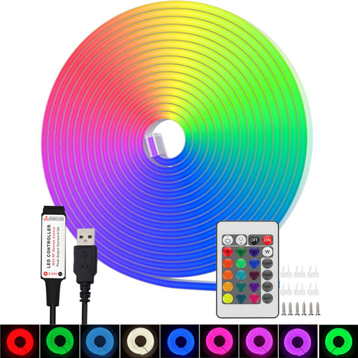 5M/16.4Ft LED Neon Rope Lights RGB Led Strip Lights with Remote Control ...