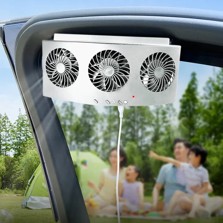 Auto Cooling Fan 3 Heads 2 Speed Suction Interior Cooler Car Exhaust ...
