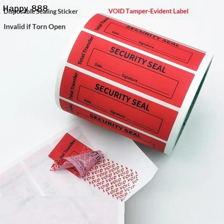 100 Pcs Tamper-evident Security Labels — Red/blue, 25 × 85 Mm, With ...