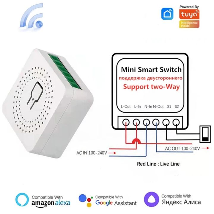 Tuya Mini 16A WiFi Switch Smart Life App 2 Way Control Smart Home ...