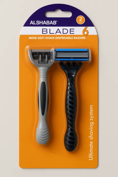 ALSHABAB Blade 6 Men’s Disposable Razors – 2 Pack | Soft Shave Razor ...