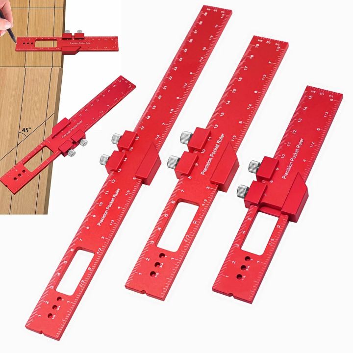 1/3Pcs Precision Pocket Ruler Metal Slide Ruler Inch and Metric ...
