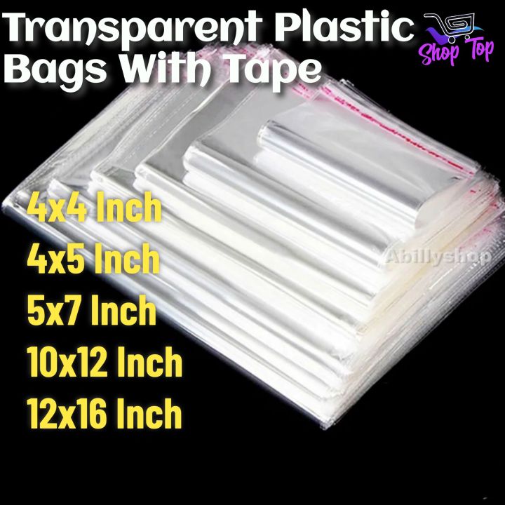 50 Pcs Transparent Resealable Plastic Tape Bags With Good Quality Tape ...