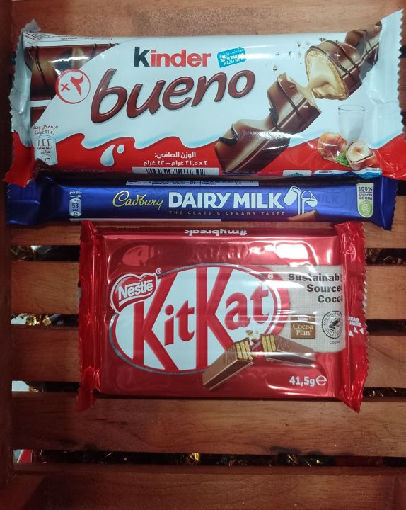Kinder bueno 43g , Dairy milk 10g , KitKat 41.5g | Daraz.lk