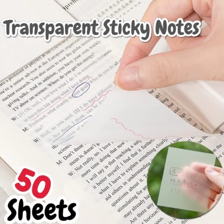 Transparent Sticky Notes Pack – Clear Square Self-Stick Pads for Multi ...