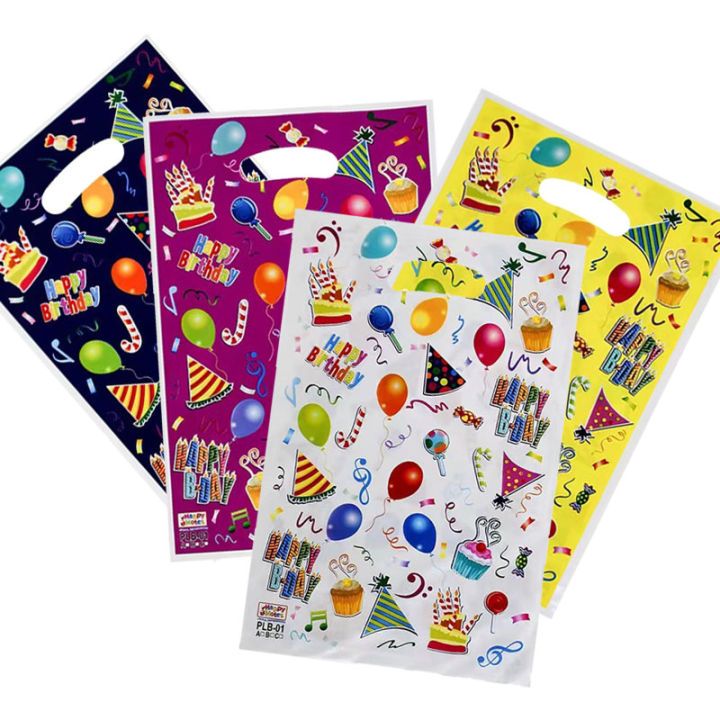 20Pcs Colorful Plastic Happy Birthday Gift Packaging Bag Candy Cookie ...
