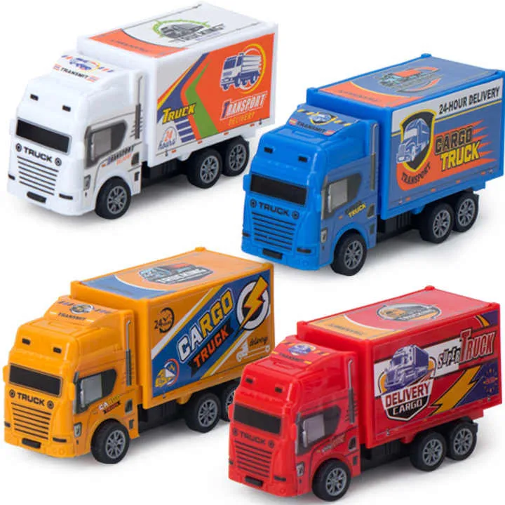 4pcs Plastic Small Cars Models Vehicle Mini Truck Toys Pull Back ...