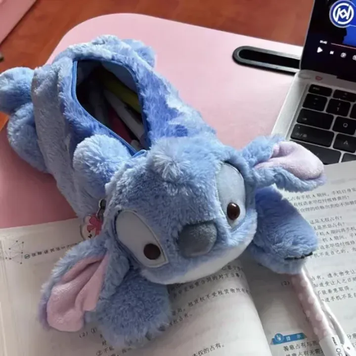 Disney Stitch Plush Pencil Case Kawaii Student Large Capacity Pencils ...