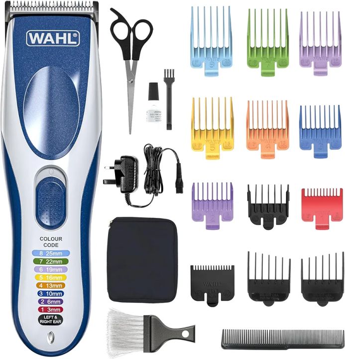 Wahl Colour Pro Cordless Hair Clipper Kit, Neck Duster, Colour Coded ...