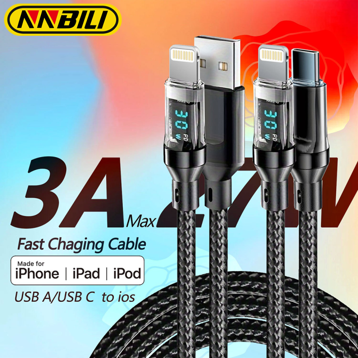 NNBILI PD 27W Fast Charge Cable LED Digit Display Data Transfer USB A ...