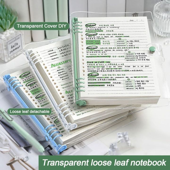 Portable A5 Binder Notebooks Loose-leaf Transparent Note Pads Daily ...
