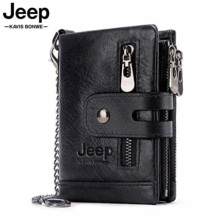 Jeep Men’s Wallet – Black/Brown PU Leather Wallet with Coin Pocket ...