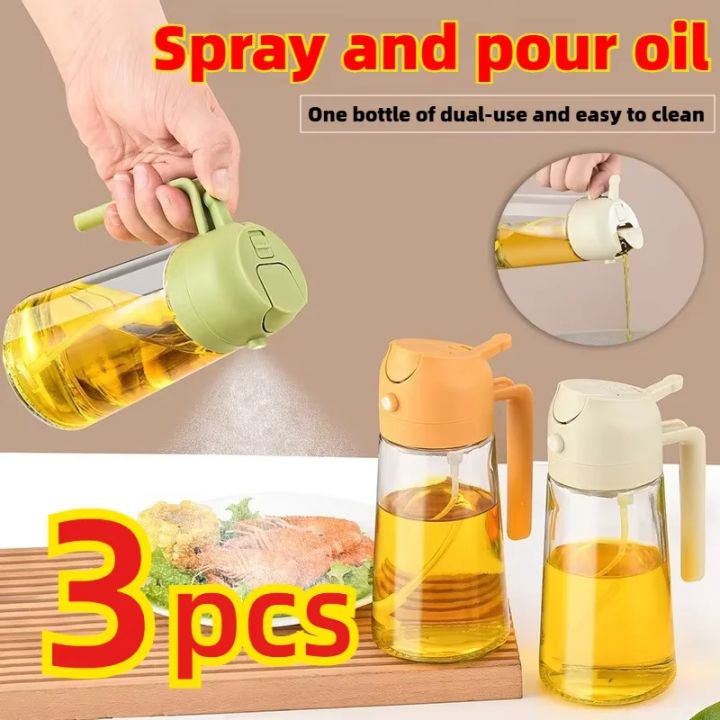 2in1 500ml Plastic Spray Oil Sprayer Bottle Spray Oil Dispenser Oil Jar Cruet BBQ Kitchen Baking ...