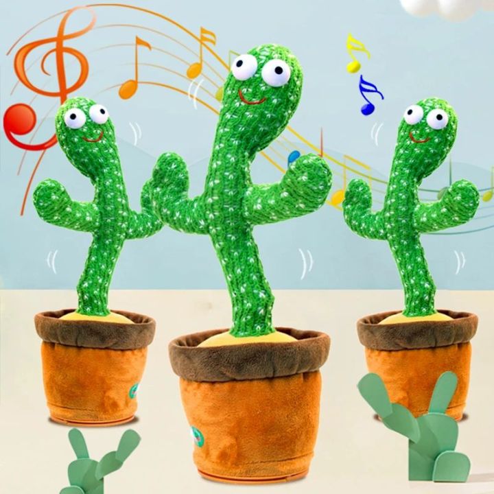 Dancing Cactus Toy Repeat Talking USB Charging Can Sing Record Cactus ...