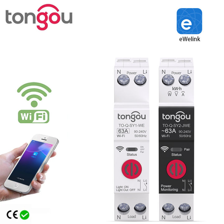 Ewelink TONGOU 1P+N 63A 110V 220V WIFI Smart Switch Energy Meter kWh ...