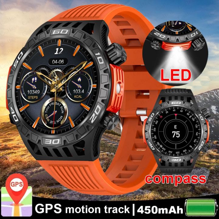 LED Flashlight Compass Men Outdoor SmartWatch Health Monitoring 450 MAh ...