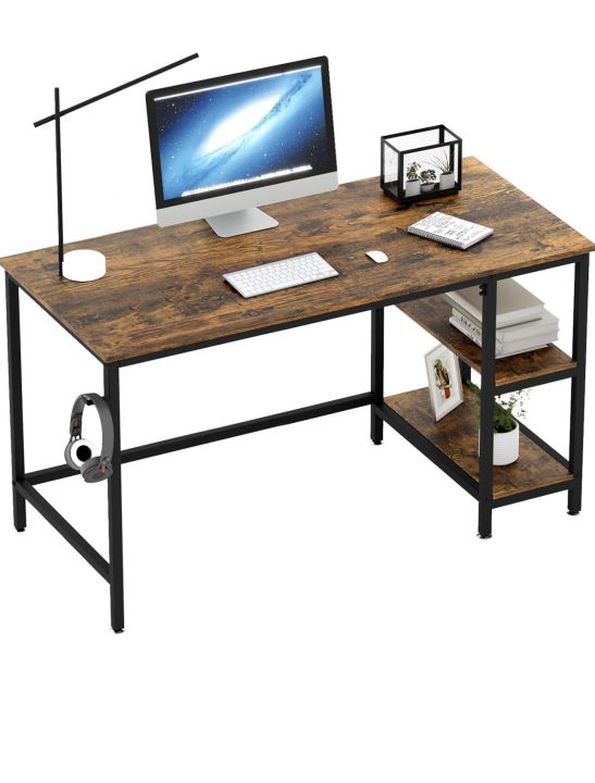 Office Desk, Computer Desk with Storage, 120x60cm, Desk with 2 tier ...