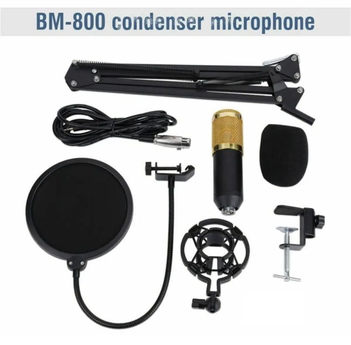 Bm 800 Condenser Microphone Kit (Black) With Pop Filter & Microphone ...