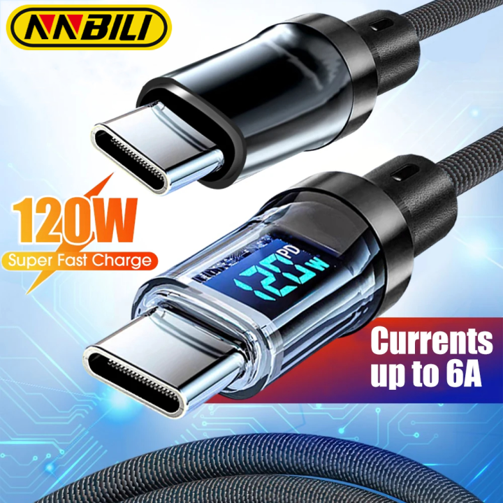 NNBILI 120W USB A to Type C Digital Display Cable Fast Charging PD USB ...