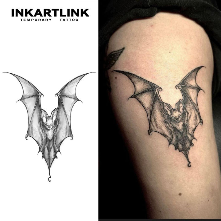 INKARTLINK Night Bat Tattoo Patch | Gothic Style Waterproof 15 Days ...