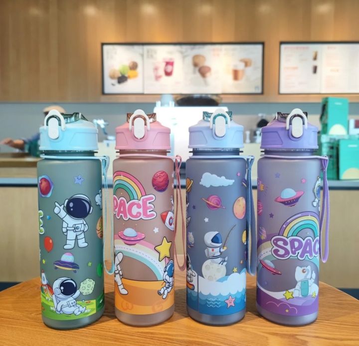 650ml Water Bottles With Wrist Strap, Large Capacity Sports Water Bottle, Cartoon Astronaut ...
