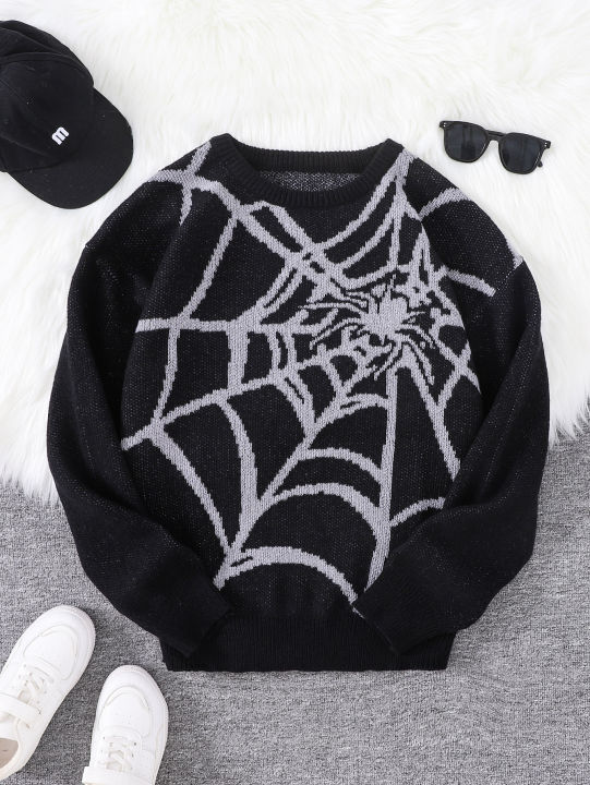 New Popular Autumn and Winter Spider Web Jacquard Pattern Pullover ...