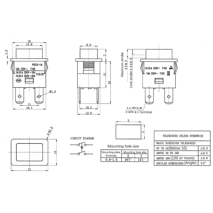 Hot! 16A 4 Pins Locked Push Button Electrical Rocker Switch With LED ...