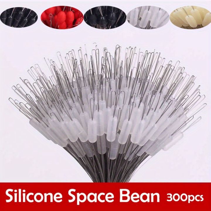300pcs/Pack Fishing Bobber Oval Black Silicon Stopper Space Bean ...