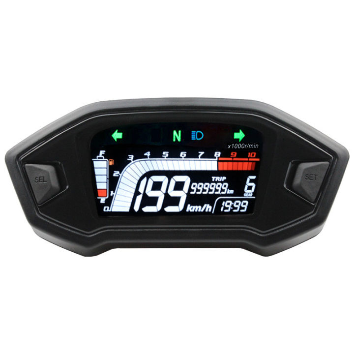LCD Display 10000RPM Motorcycle Speedometer 7 Color Universal Digital ...