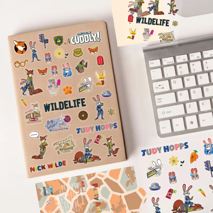 2PCS Disney Zootopia Stickers Transparent PET Decals Skateboard Laptop ...