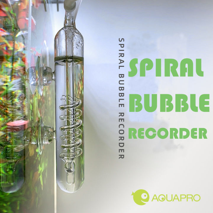 Aquarium Spiral Bubble Recorder Diffuser Counter Glass Carbon Dioxide ...