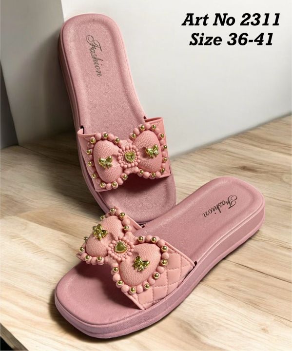 Pearl Bow Comfort Slides | Daraz.lk