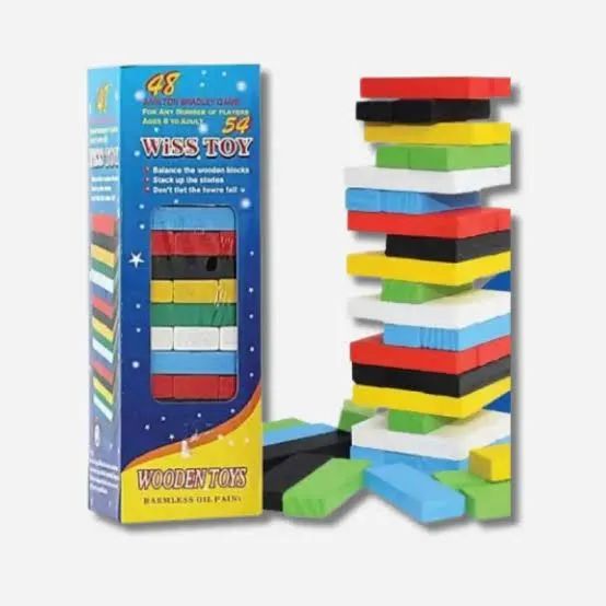 Wood Block Mini Jenga 54 Pcs Stacking Mini Tower | Daraz.pk