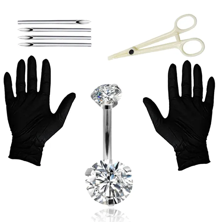 8PCS Belly Piercing Kit - 14G Belly Button Ring with 316L Steel ...