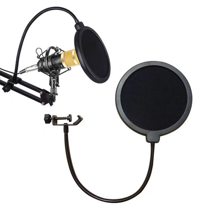 Microphone Pop Filter Shield Dual Layered Wind Pop Screen with Flexible ...