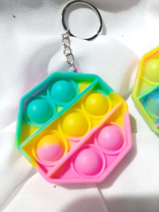 Fidget Bubble Keychain Simple Dimple Squishy Mini Silicone Cartoon Anti ...