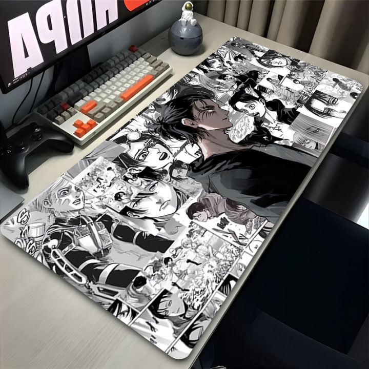 Black And White Manga Mouse Pad PC Eren Yeager Gamer Cabinet Mousepad ...