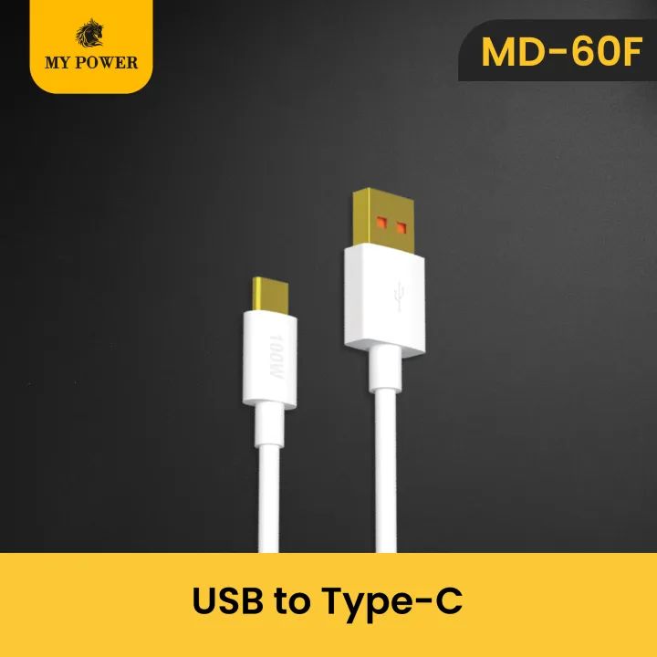 Fast Charging Datacable, USB-To Type C Cable White Color MD60F | Daraz ...