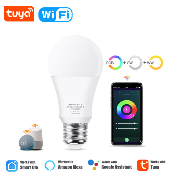 15W WiFi Smart Led Light Bulb E27 LED RGBCW Smart Bulb Voice Control Via Google Home Tuya Smart ...