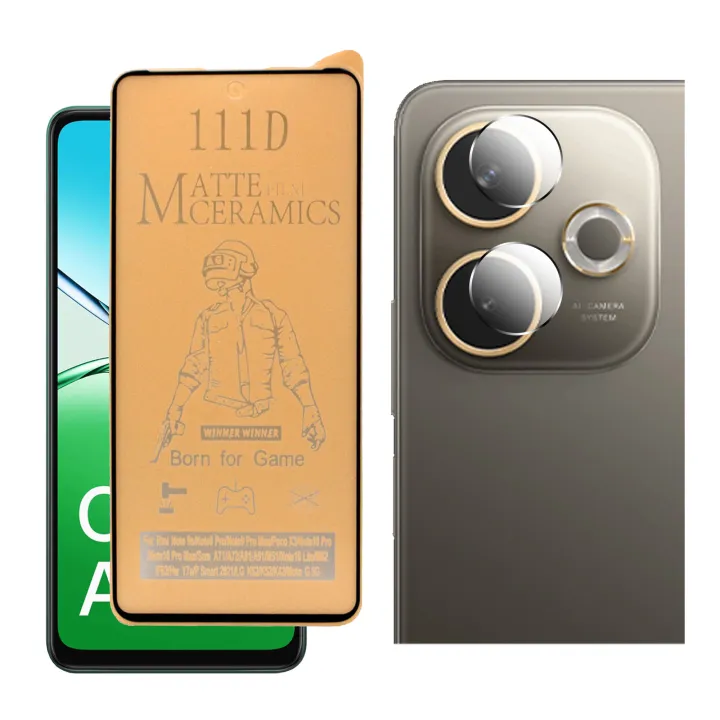 Oppo A5 2025 Matte Glass Protector Ceramic Glass + Back Rear Camera ...