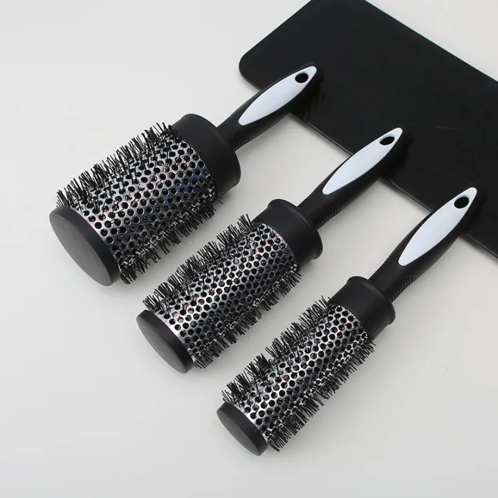 Round Curling Roller Comb Hair Styling Nylon Brush Thermal Aluminum ...