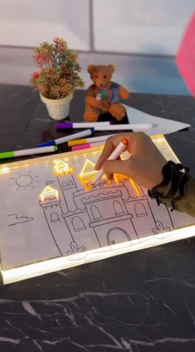 LED Note Board Night Light With Colorful 7 Pens Acrylic Message Board ...