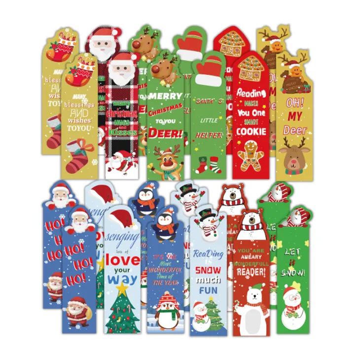 24 pcs Christmas Themed Bookmarks - Colorful Cartoon Designs for Book ...