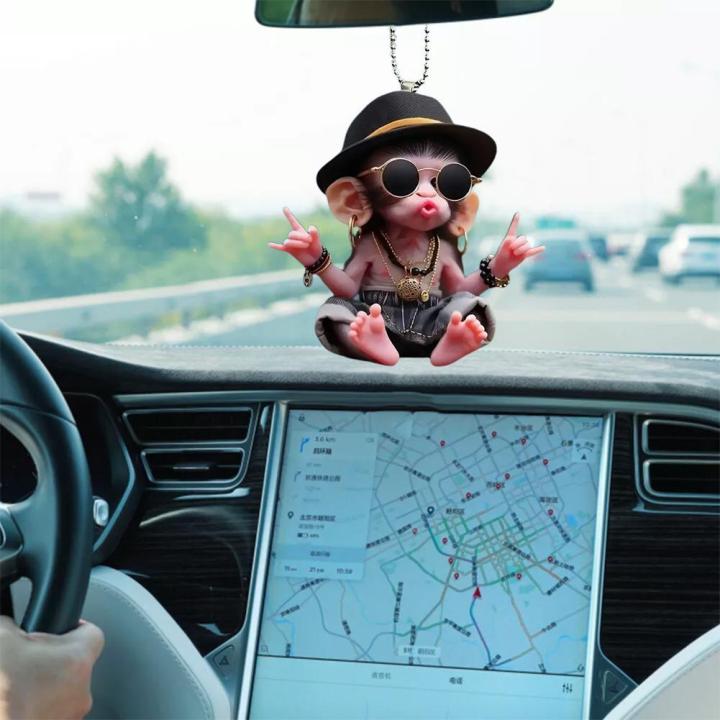 Monkey Keychain Creative Cartoon 2d Acrylic Keyring Cut Xmas Tree ...