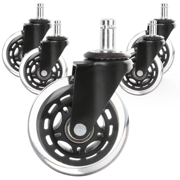 Office Rubber Chair Casters Replacement, 3 Inch Heavy-Duty Computer ...