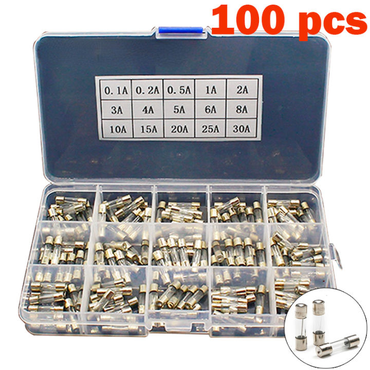 100Pcs Fast-blow Glass Tube Fuses 5*20 Household Fuses Car Glass Tube ...