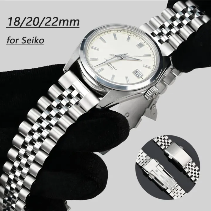 Solid Stainless Steel Strap Men Women Folding Buckle Metal Watch Band ...