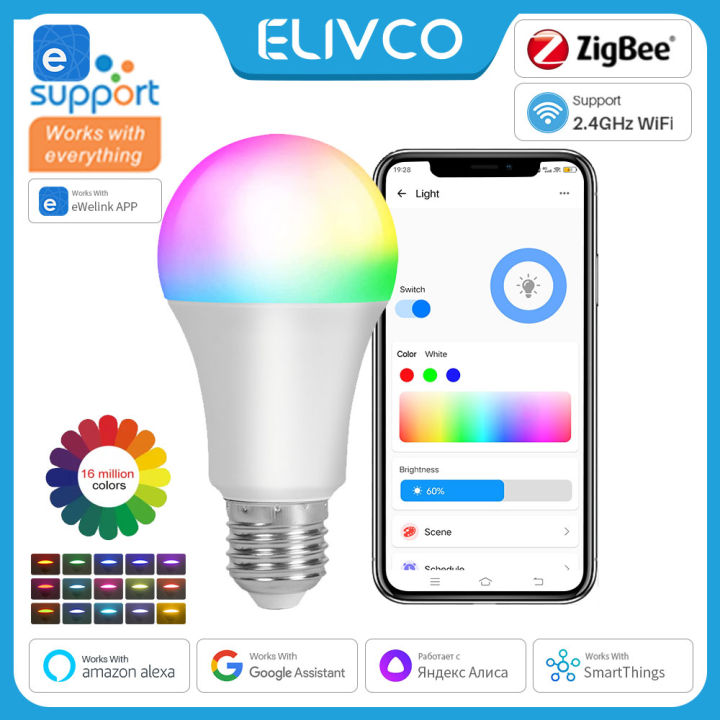 EWelink Wifi/Zigbee Smart Bulb Led Lamp E27 RGB Smart Light Bulbs 100-240V Smart Lamps For ...