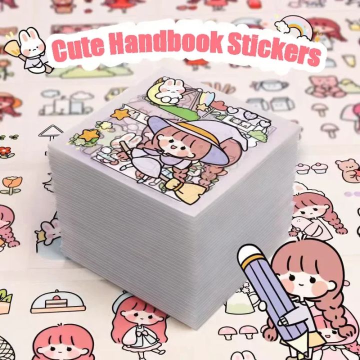 10/100Pcs Kawaii Stickers PET Pattern Cartoon Scrapbooking Cute Sticker ...